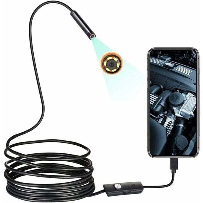 Endoscope, 1200P HD Endoscope Camera,IP67 Etanche Semi-Rigide Caméra d'inspection avec 6Réglable ...