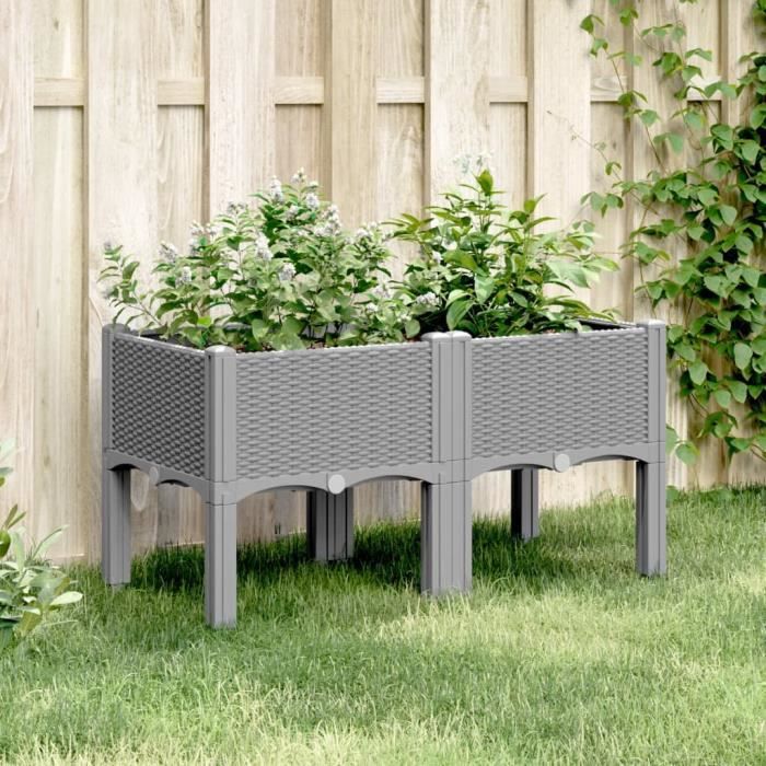 Jardinière - ATYHAO - 80x40x42 cm - Gris clair - Polypropylène - Design ...