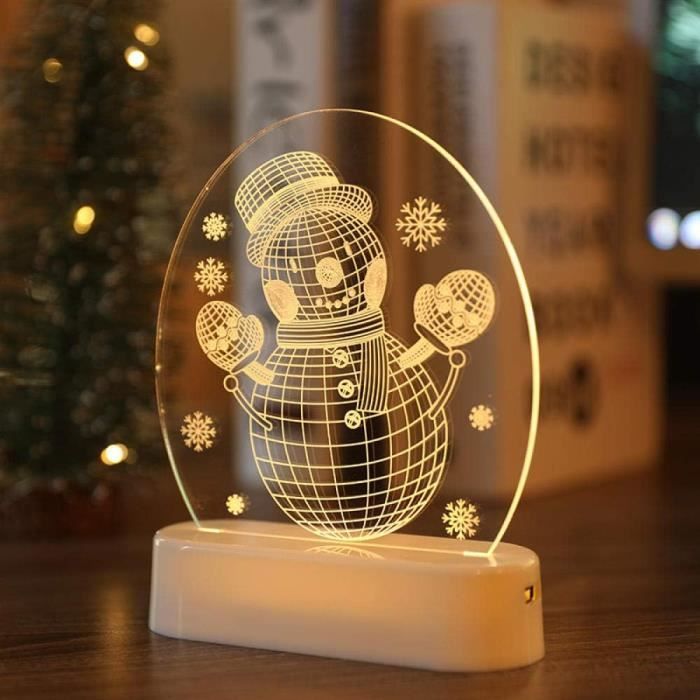 Veilleuses Pour Appliques Lampes De Chevet Noël Père Noël Acrylique 3D ...