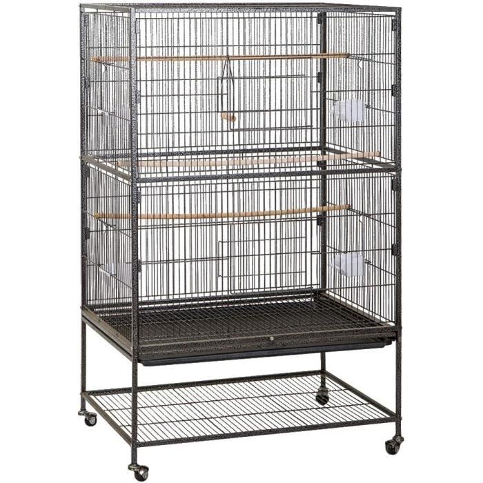 MINGMAY Cage pour Oiseaux Perroquets, Robuste en Métal Noir avec Roues ...