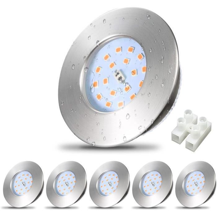 Lot De 6 Led Spots Encastrables Extra Plat Pour Salle De Bain - Éclairage Intégré Circulaire ...