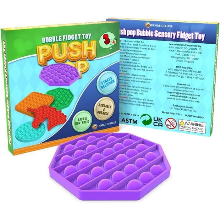 Push It Fidget Pop Toys Pack For Kids - Sensory Anxiety Stress Relief ...