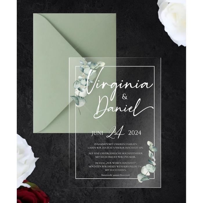 Invitations De Mariage | Cartes D'Invitation Élégantes En Verre ...