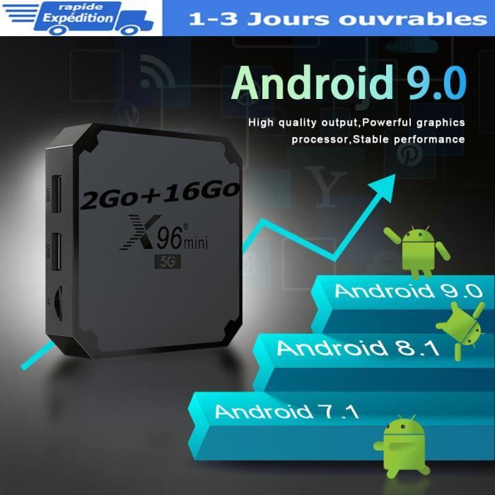 New Android 9.0 X96 Mini 5G TV BOX 2Go 16Go AMLOGIC S905W4 QUAD CORE SUPPORT 2.4GWIFI H.265 ...