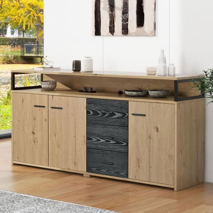 Buffet industriel 3 portes 3 tiroirs-Commode Armoire de cuisine-Buffet ...