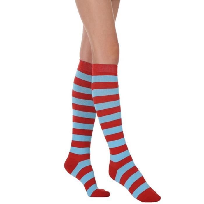 Bas,Chaussettes en coton pour femmes, chaussettes hautes aux genoux ...