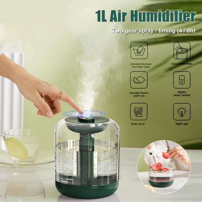 Humidificateur - QINGQUE - 1L - Silencieux 30 dB - Rechargeable USB ...