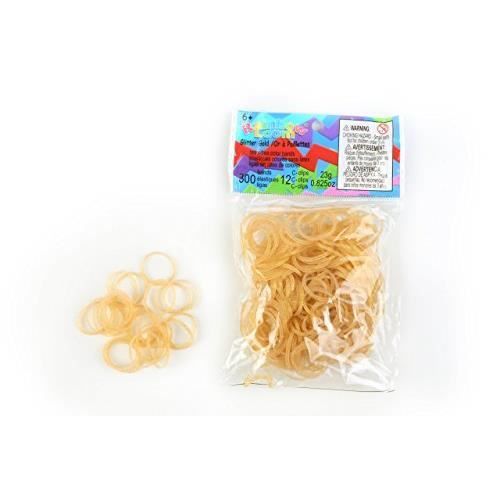 Elastiques - RAINBOW LOOM - Doré à Paillettes - 300 Elastiques - 12 ...