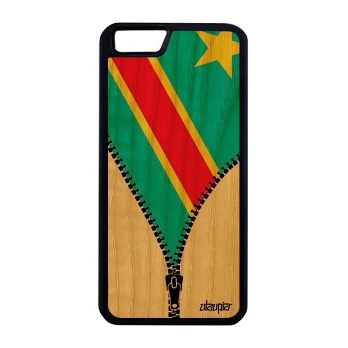 Coque pour iPhone 6 6S Plus bois silicone drapeau rdc congo kinshasa ...