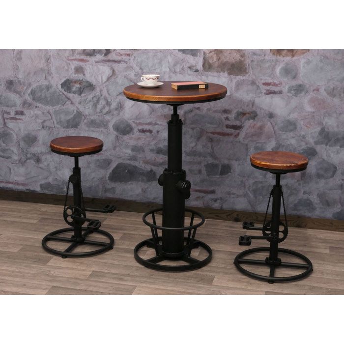 Table de bar HWC-N20 bois massif Ø 61 cm brun - Cdiscount Maison