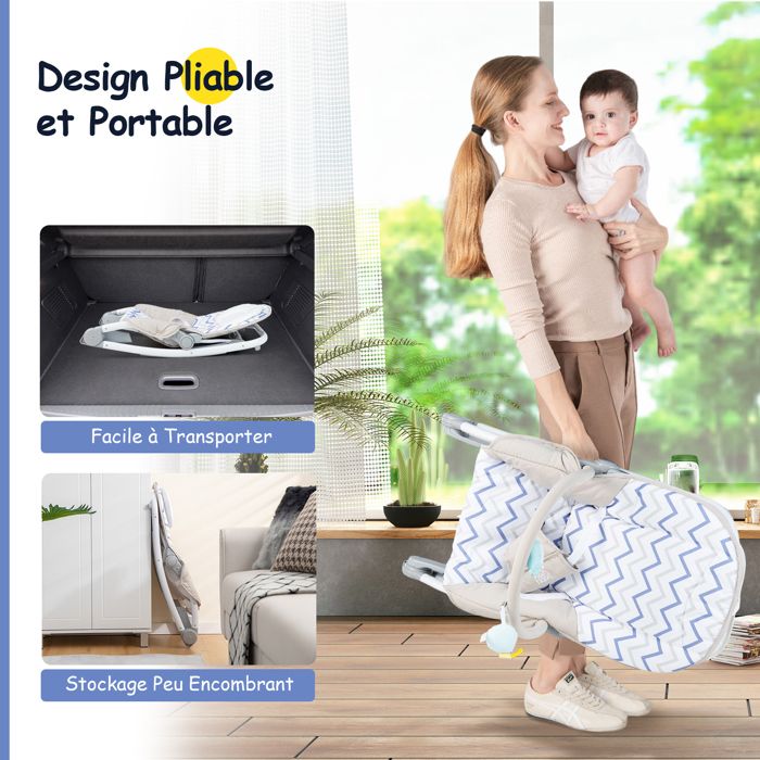 GOPLUS Transat Pliable 2 en 1 pour Bébé 0-6Mois,Siège à Bascule ...