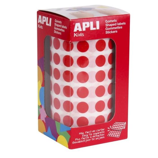 Rouleau de Gommettes Rondes - APLI - 5192 - 10,5 mm - Rouge - 59 ...