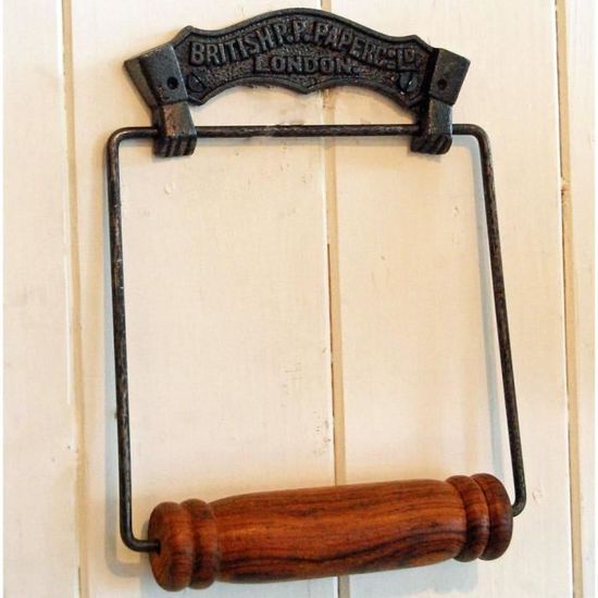 Porte Rouleau Papier Wc Mural Design En Métal Loo Anglais Vintage[J1426 ...