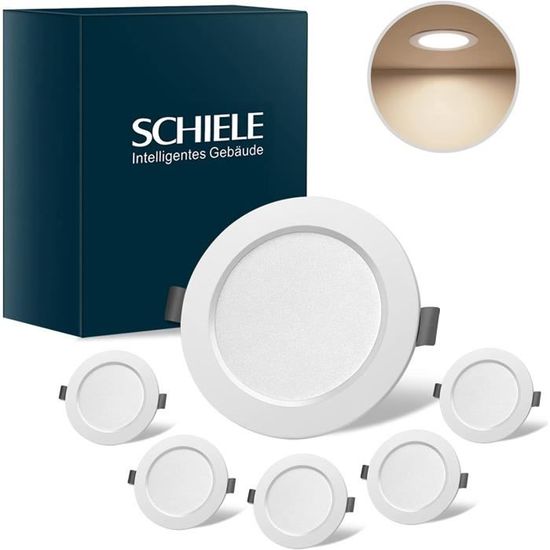 Schiele 6X Spot LED Encastrable 230V 2800K Blanc Chaud 6W-7W Équivalent ...