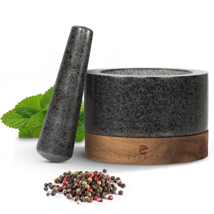 ECENCE Mortier et pilon de Cuisine eois d'acacia et Granit - solide ...