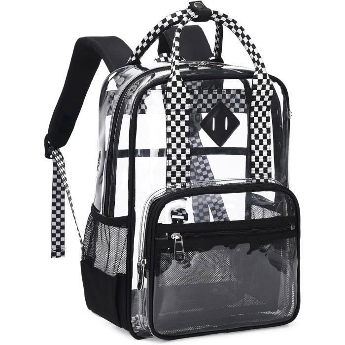 Sac dos transparent - MEGAWISE - Noir - PVC durable - Poches multiples ...