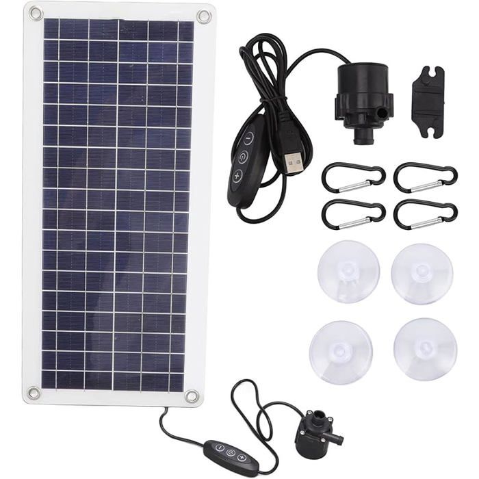 Kit de Pompe Eau Solaire, Pompe de Fontaine Solaire Rglable 30 W DC12V avec Panneau Solaire 30 W ...
