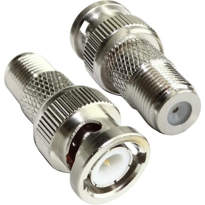 Câbles Coaxiaux - C43779 Lot 2 Connecteur Adaptateur Rf Coaxial Type F Fiche Femelle Vers Bnc ...