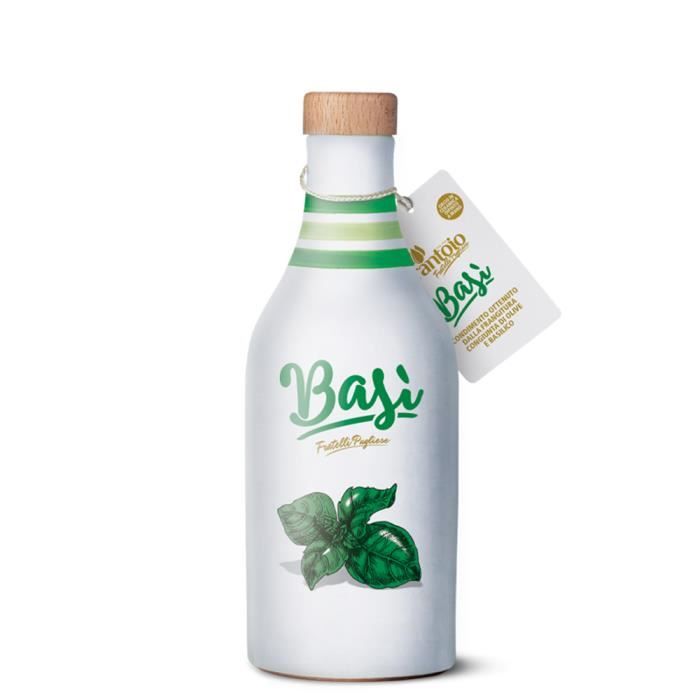 Basì - huile d'olive extra vierge aromatisée au basilic dans un pot en ...