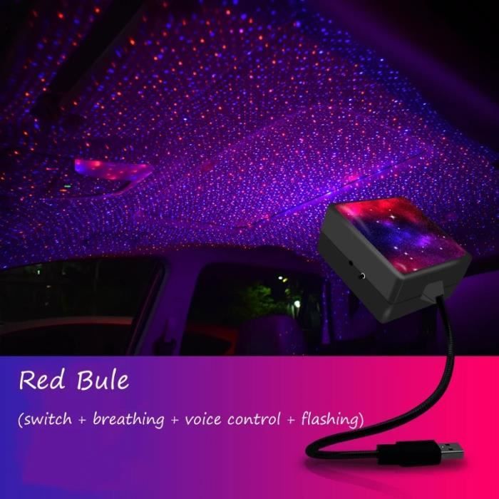 Rouge Bleu - Voiture LED Toit Étoile Veilleuse USB Projecteur ...