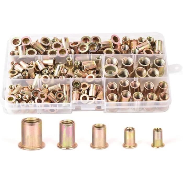 Kit d'écrou rivet rivet noix de serre en carbone en acier plat à la ...