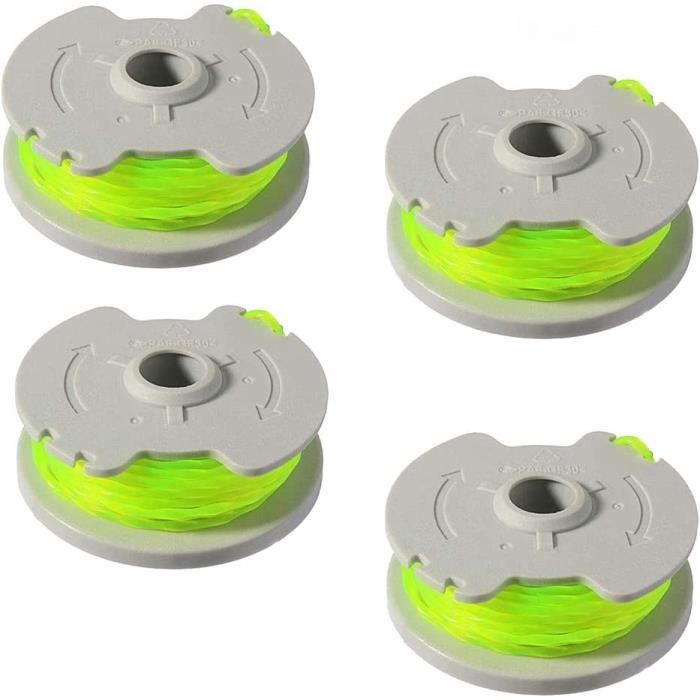 Lot de 4 bobines de fil pour débroussailleuse à gazon compatibles avec Worx WG184 WG168 WG190 ...