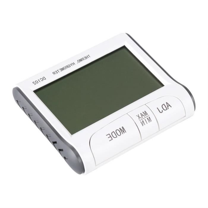 Dilwe Thermomètre LCD numérique Horloge de compteur d'humidité de ...