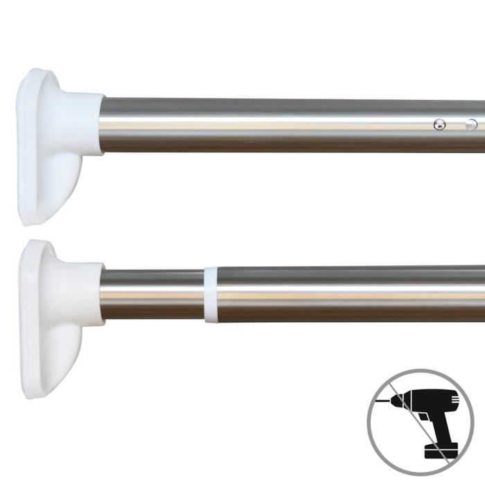 Tringle Extensible Sans Perçage 110-160CM en Acier Inoxydable Argenté ...