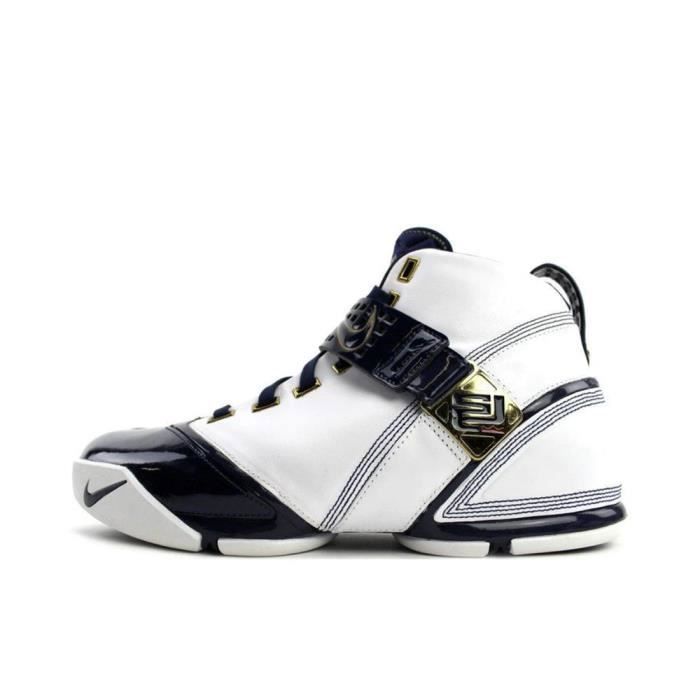 Nike zoom LeBron 5 White Navy metallicgold WHITE BLUE Blanc et noir ...