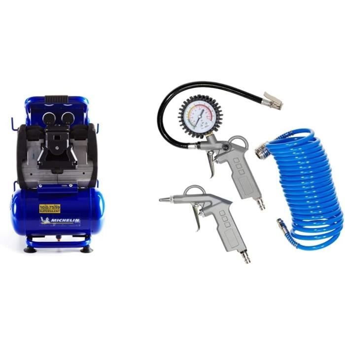 Compresseur D'Air Silencieux Mbn10 - Cuve 10 Litres - Sans Huile - Moteur 0.75 Cv - Pression ...