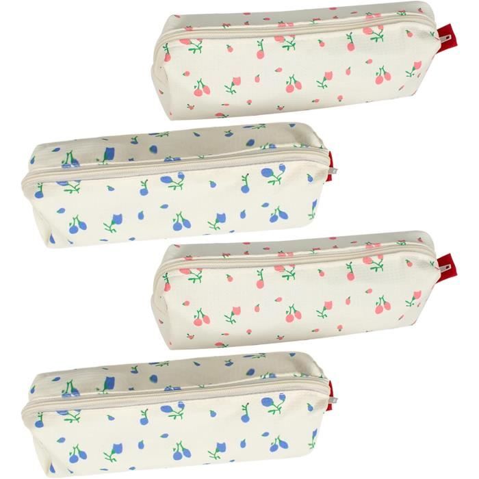 4 Pack Trousse Crayon Fille, Petite Fleurie Pochette Tissu Zippée ...