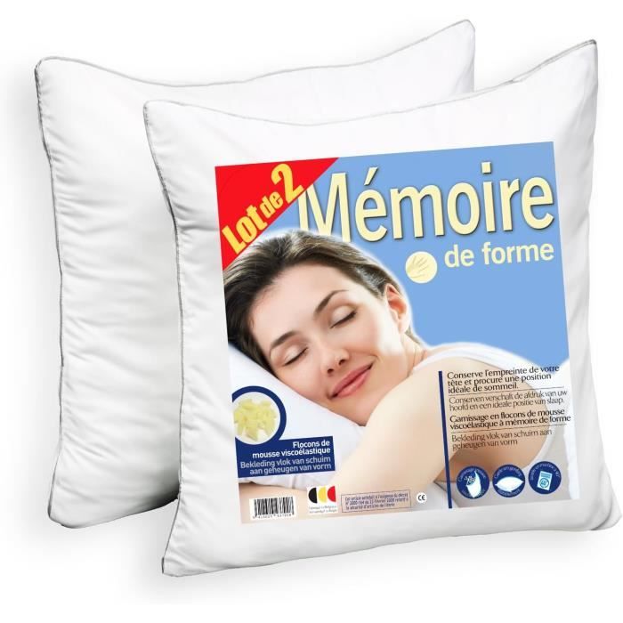 Oreiller Memoire Forme Lot De 2 Ergonomique Confortable Pour Bien ...