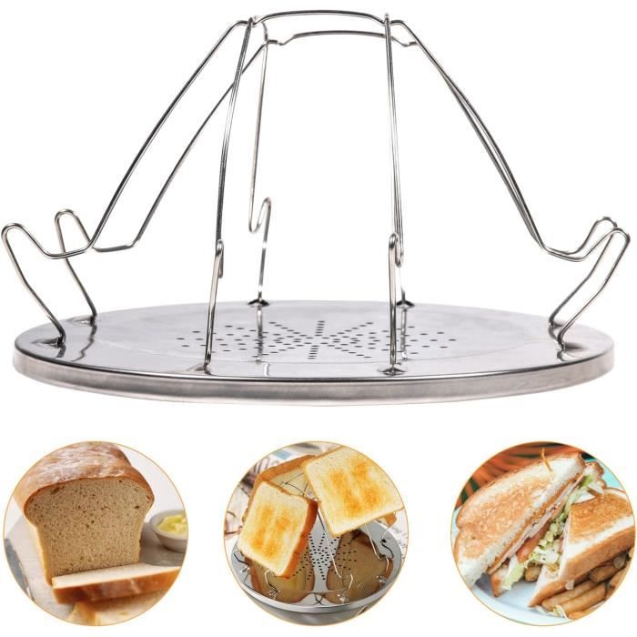 Porte-Toast Pliable en Acier Inoxydable, Grille-Pain portatif Simple, 4 ...