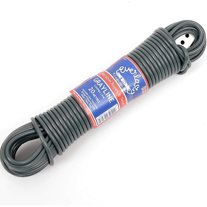 EVERLASTO Corde à Linge en PVC « Grayline » de 4,8 mm d'épaisseur ...