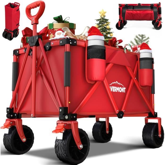 Overmont Chariot à Main Pliable avec Frein de Roue Avant Amovible ...