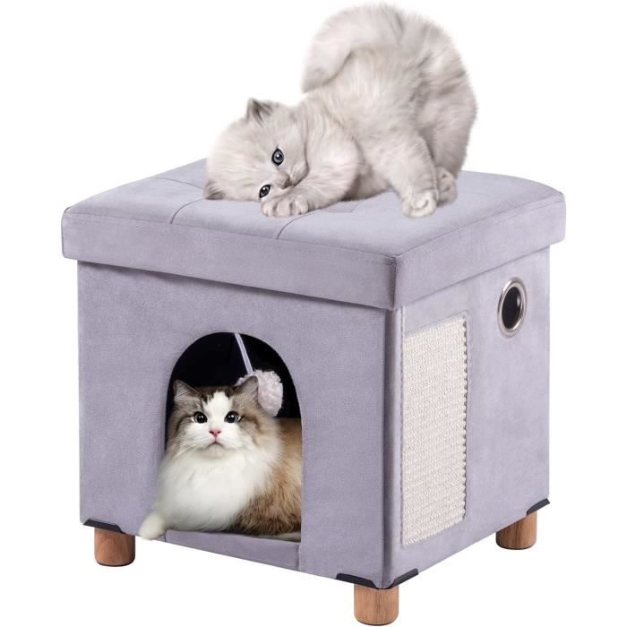 Lit Pliable pour Chat d'intérieur, Grand Cube pour Chat avec griffoir ...