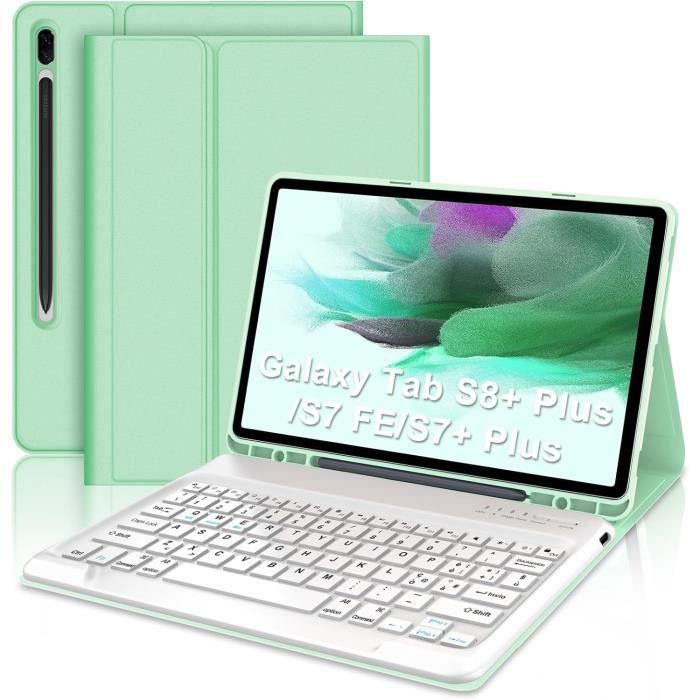Clavier Pour Samsung Galaxy Tab S7 Fe- S7+ Plus- S8+ Plus 12.4", Azerty ...