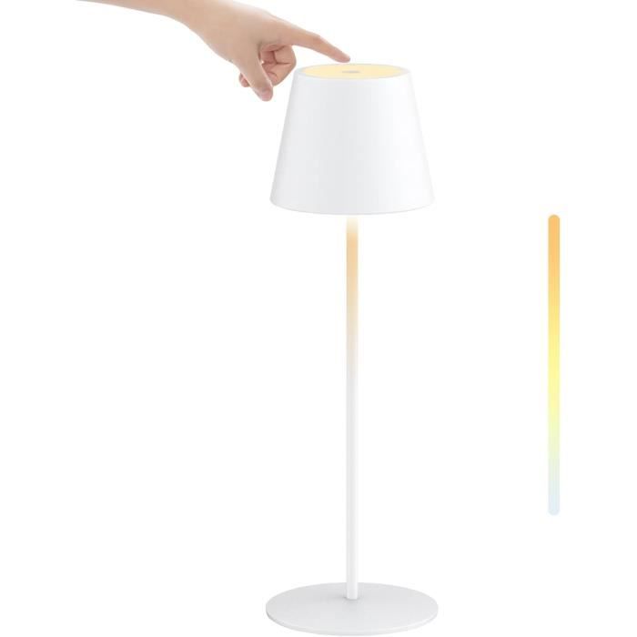 Lampe De Table Sans Fil 4000Mah Lampe De Table Rechargeable Led Tactile 3 Couleurs De Lumièr ...