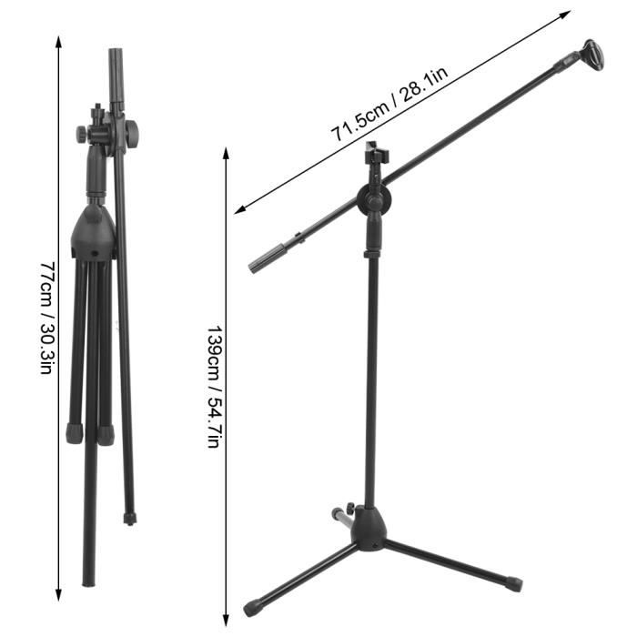 Support De Microphone De Boom De Trépied Réglable En Métal Noir ...