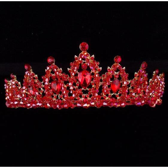 DIADEME,H058 red--Diadèmes couronne de mariée en strass, diadèmes en ...