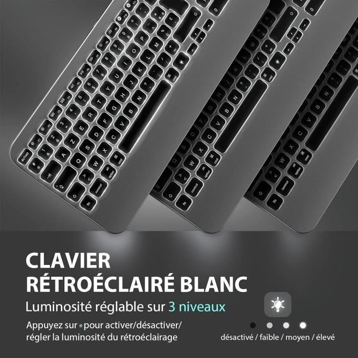 Clavier AZERTY sans Fil Mac, Rechargeable et Rétroéclairé, avec 3 ...
