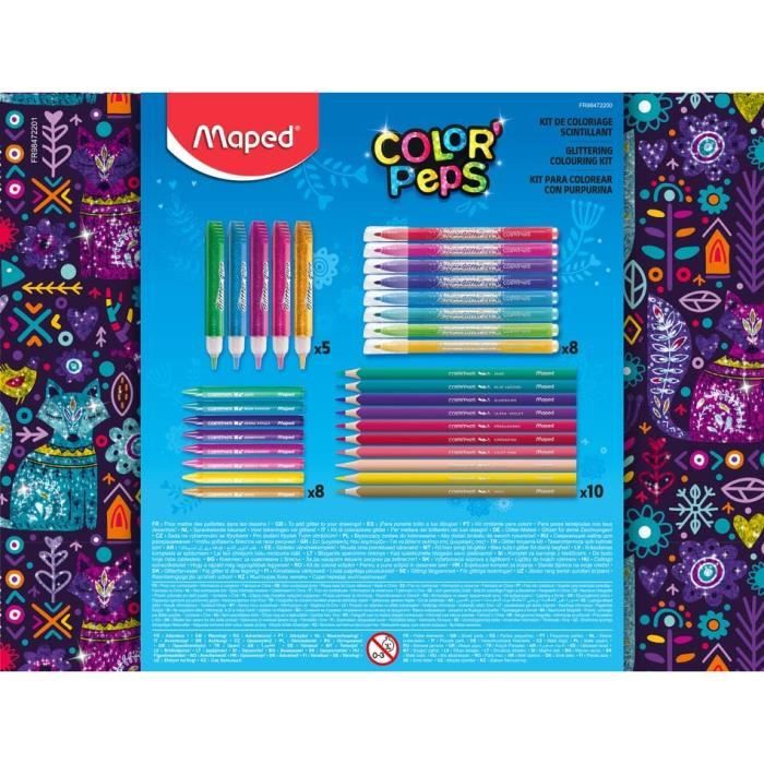 Kit de Coloriage Scintillant Color’Peps, Coffret avec 8 Feutres à ...