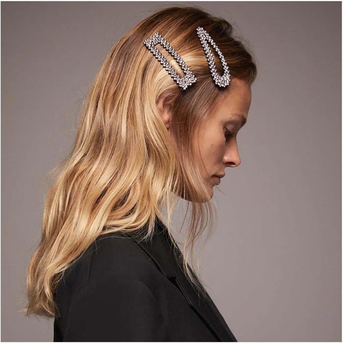 Vintage Strass Snap Hairclip Black Rectangle Hair Barrette Pin Crystal ...