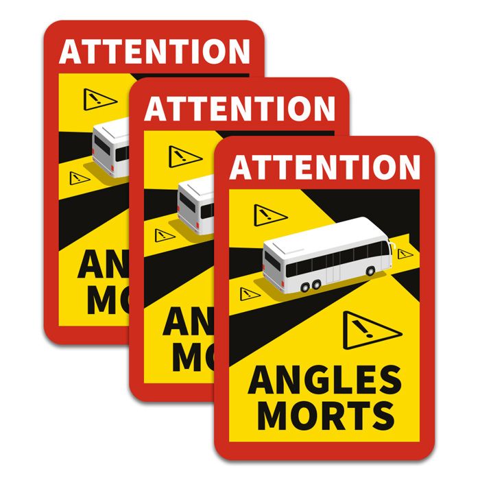 Attention angles morts autobus - Lot de 3 plaques magnétique - Cdiscount Auto