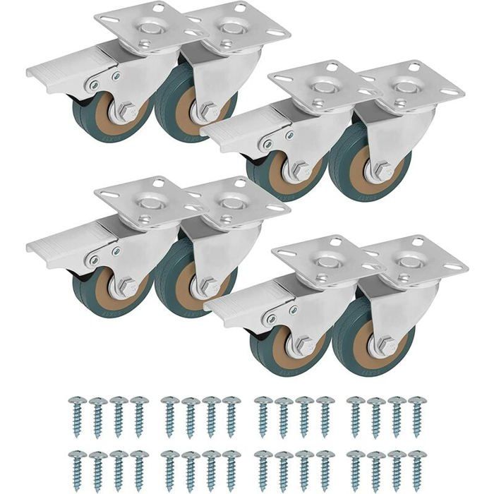 Roulettes Pivotantes pour Meubles (Lot de 8) - Roulette Meuble de 50 mm ...
