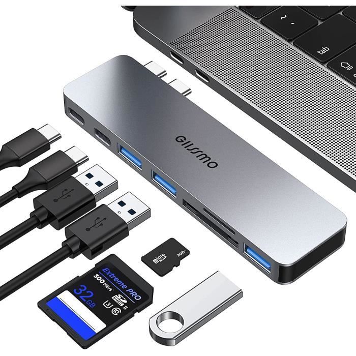 Adaptateur MacBook Air Pro M1, Hub USB C 7 en 1 avec Thunderbolt 3 ...
