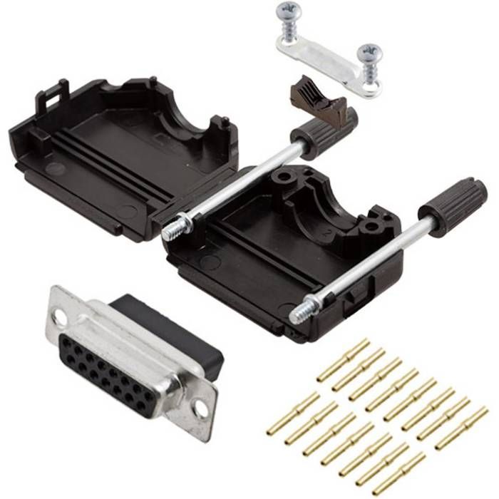 Kit embase SUB-D femelle Femelle 9 pôles encitech DPPK15-BK-DBCS-K 6355-0078-12 180 ° à sertir 1 ...