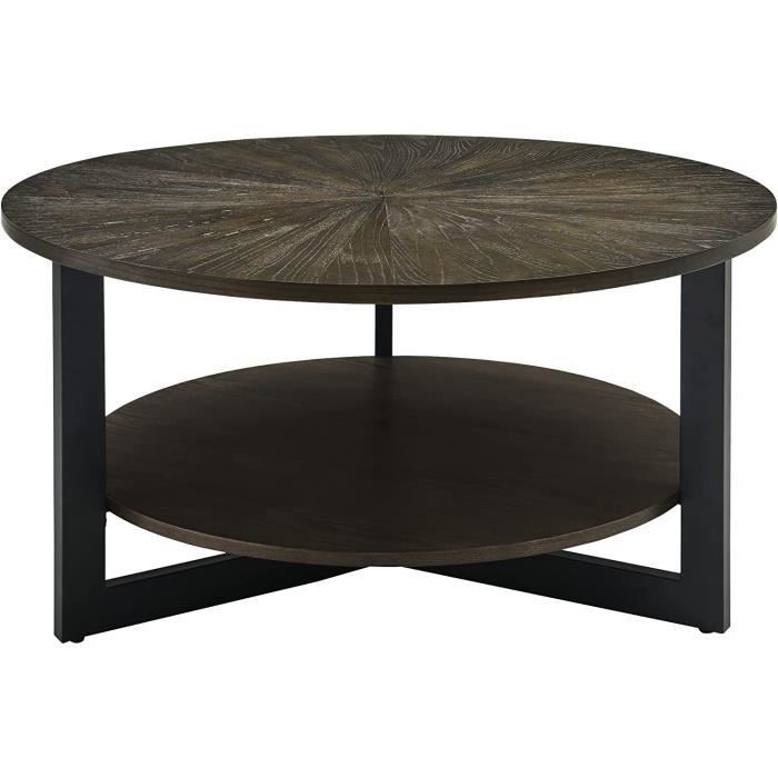 WEYE-Table basse ronde en bois massif, table de salon, table de canapé ...