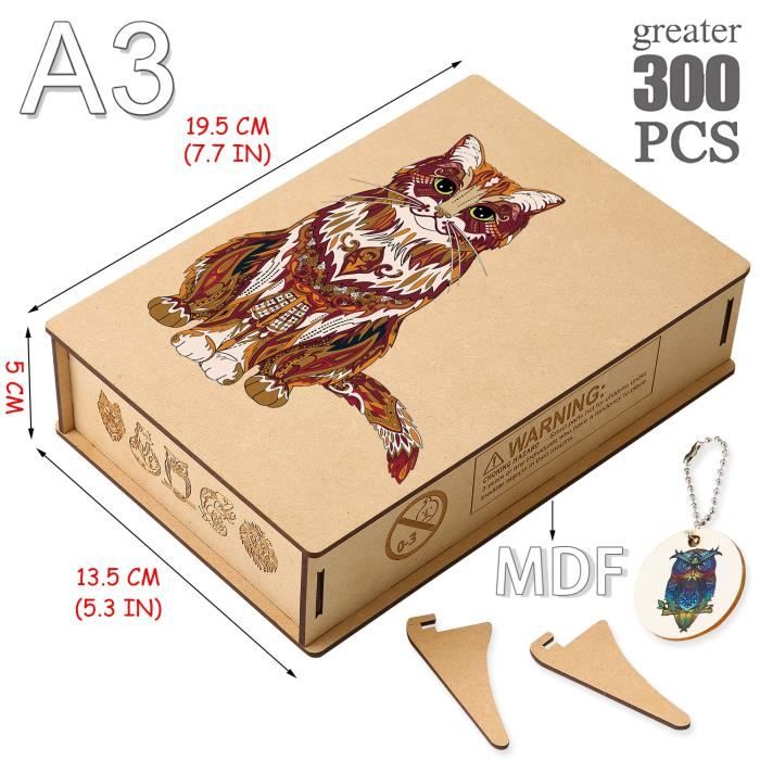 Casse-Tete UNIZ7 Puzzles animaux en bois aux couleurs vives Lion chat ...