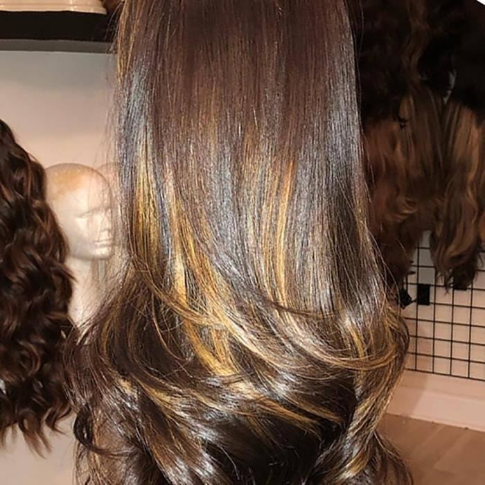 Faux Cheveux longs perruques en fibre à haute température cheveux ...